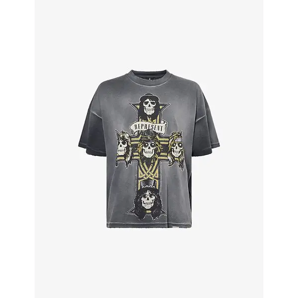 Represent X Guns N' Roses Cross Graphic-Print Cotton-Jersey T